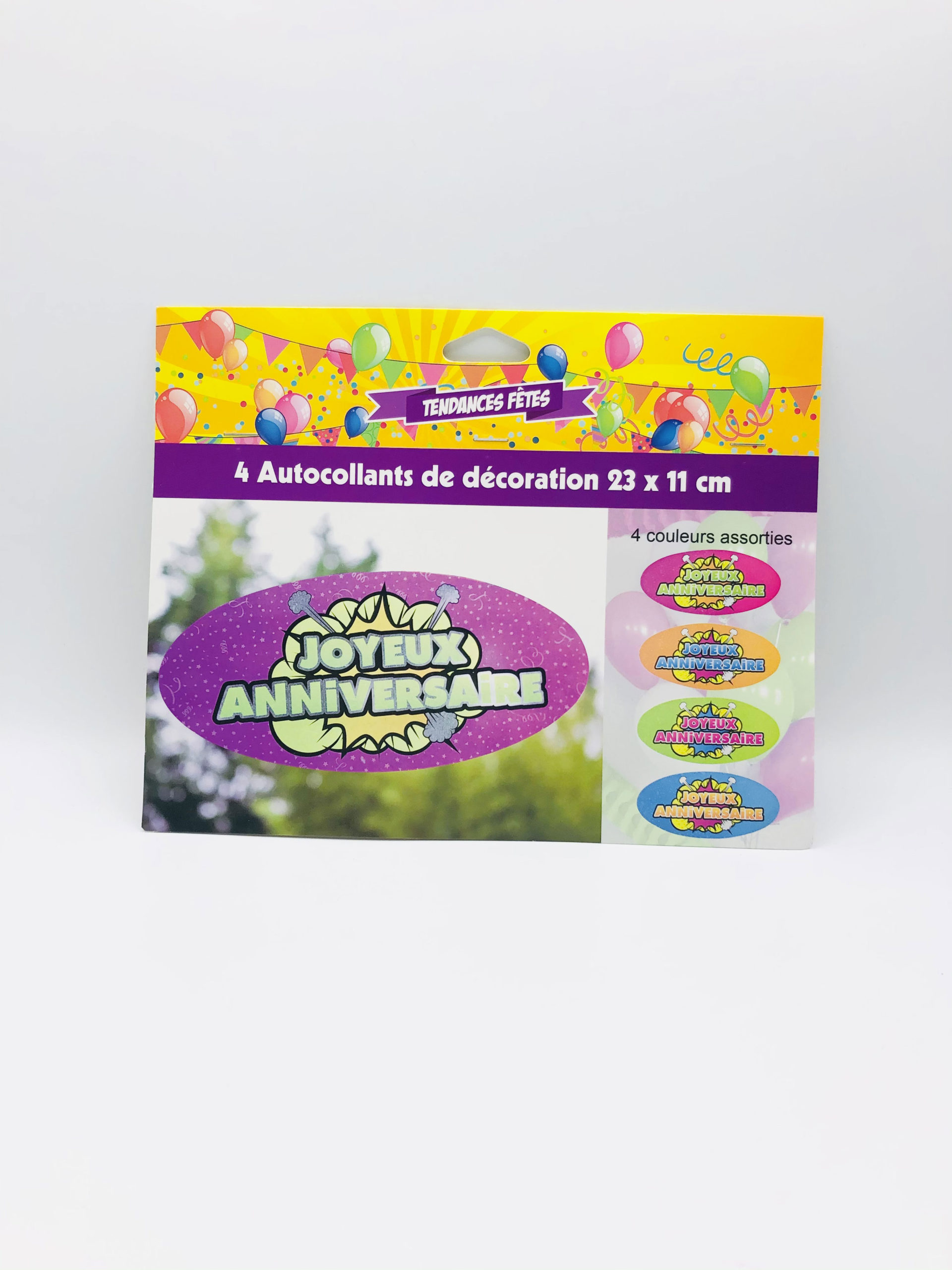 Lot de 4 autocollants Joyeux anniversaire - Destock Land